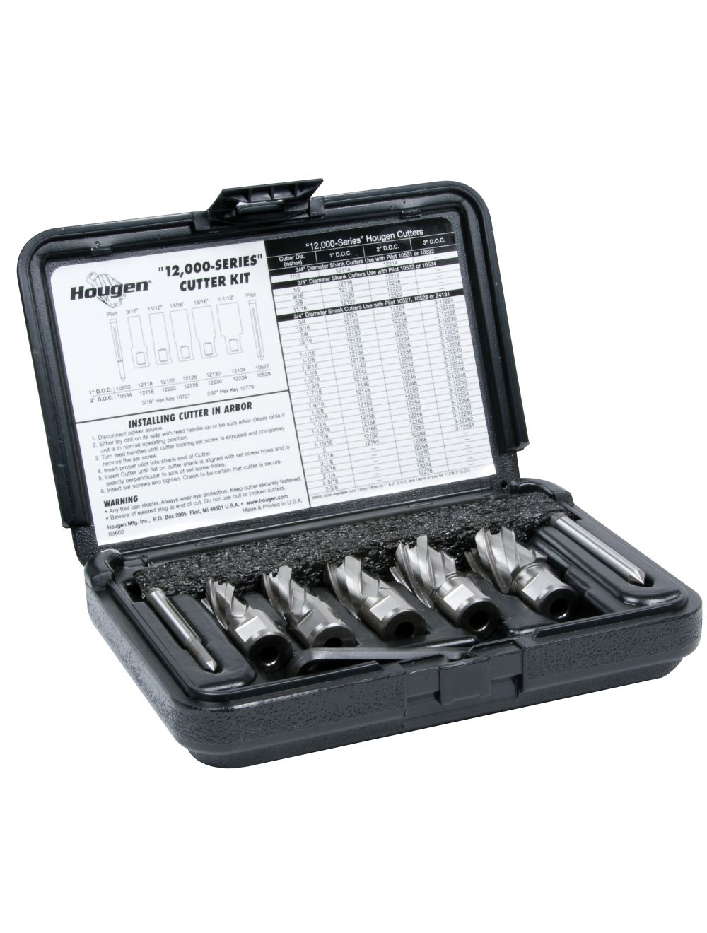 Hougen 12001 5 piece 1" Depth of Cut "12,000 Series" Rotabroach Cutter Kit