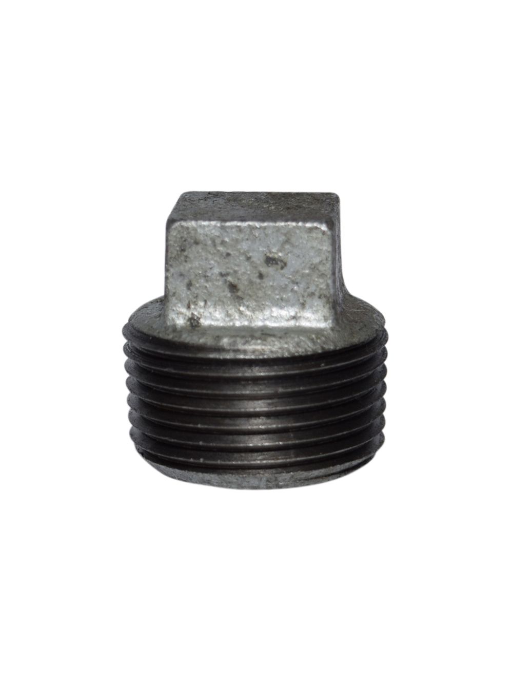 4" NPT Square Head Cored Pipe Plug 150# Galvanized Malleable Iron