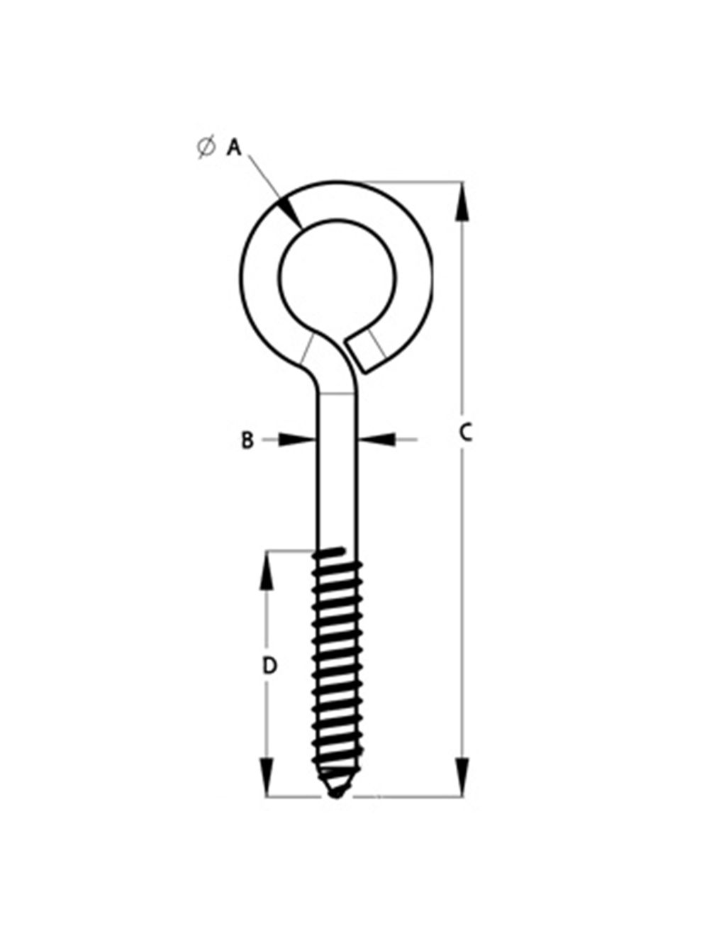 3/8" x 4-1/2" Stainless Steel Eye Lag Screw