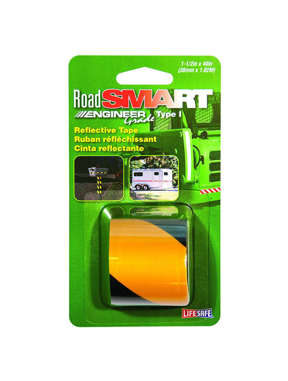 Life Safe RE838 1-1/2" x 40" Yellow/Black Reflective Tape