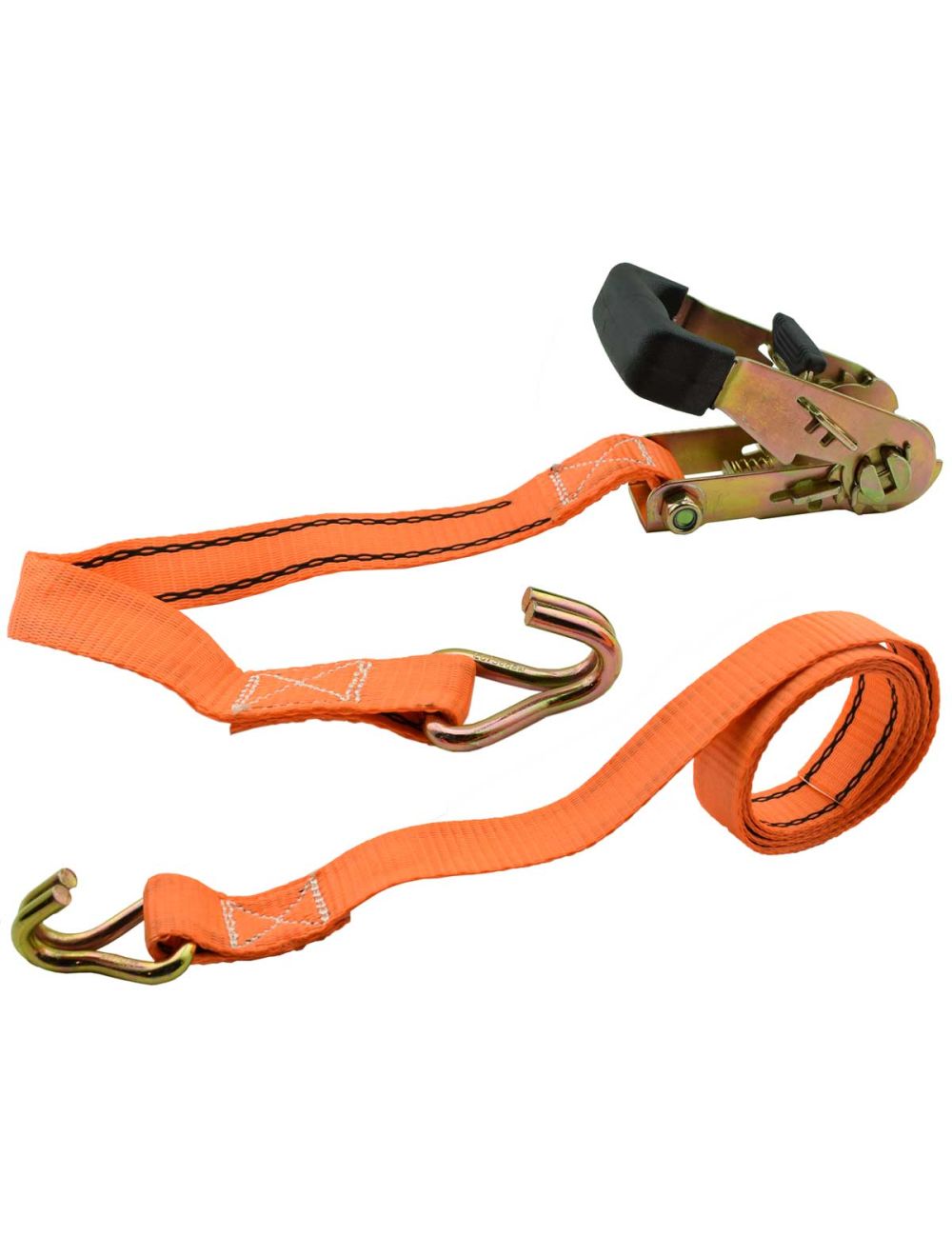 1" x 6' Orange Ratchet Strap with Double J-Hooks
