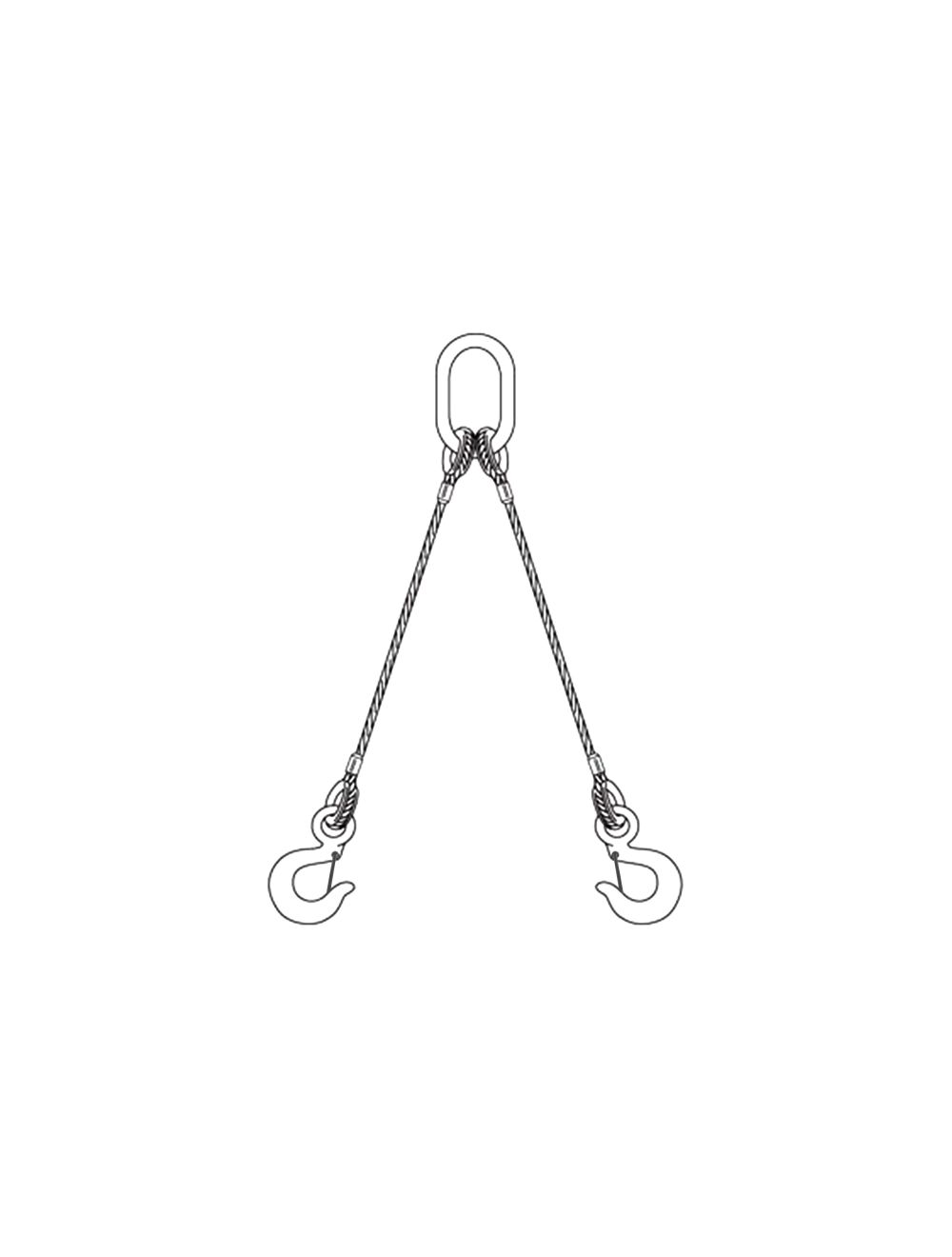 5/8" x 12' Two Leg Wire Rope Sling with Hook