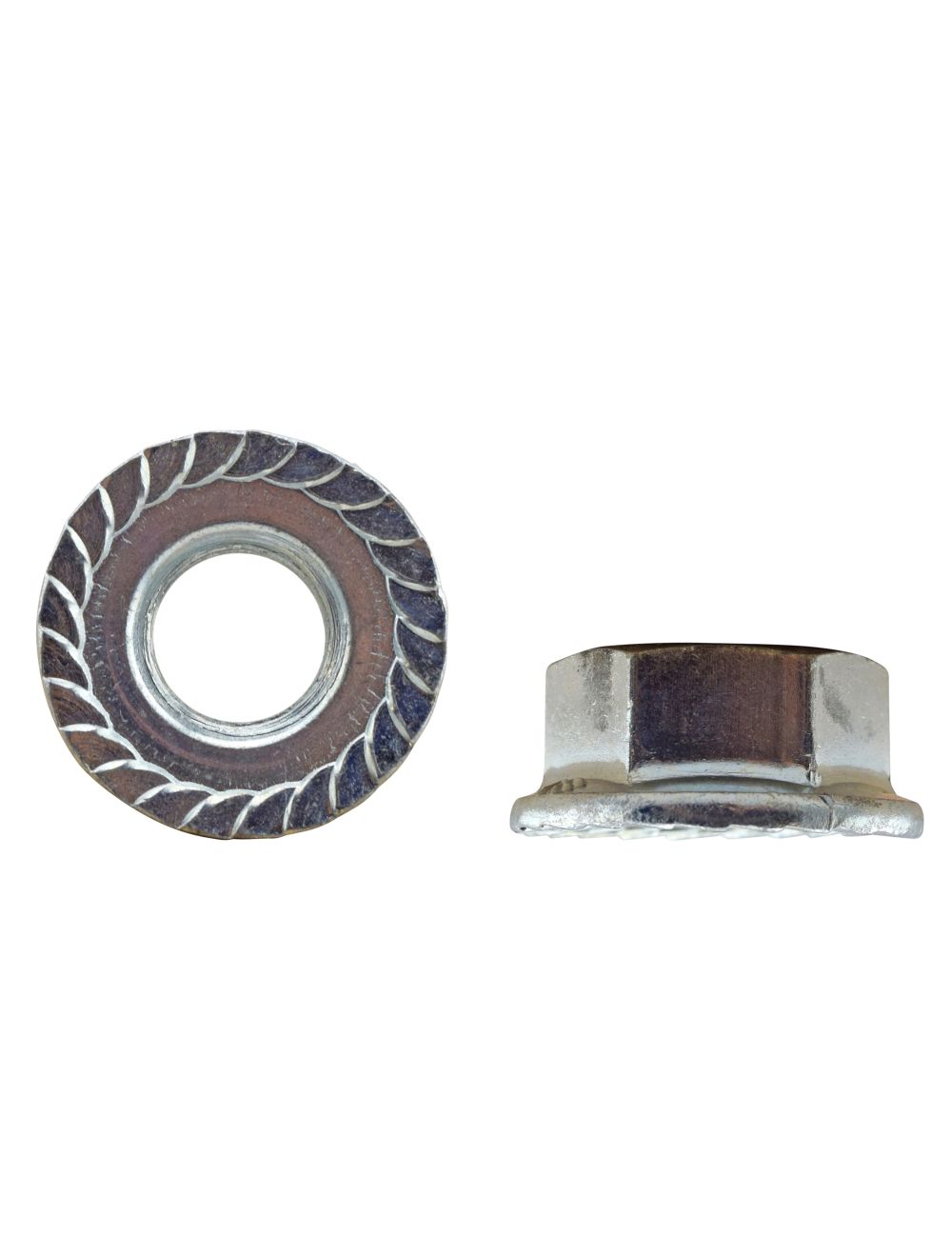 3/4-10 Case Hardened Serrated Flange Nut Zinc Plated - 10 pcs per bag