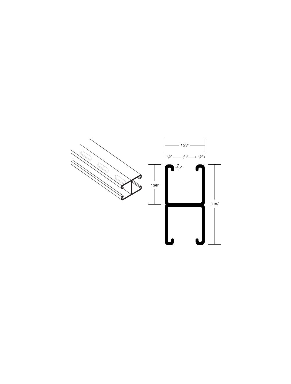 1-5/8 X 3-1/4 X 12GA X 10' BACK TO BACK HDG UNISTRUT - SLOTTED
