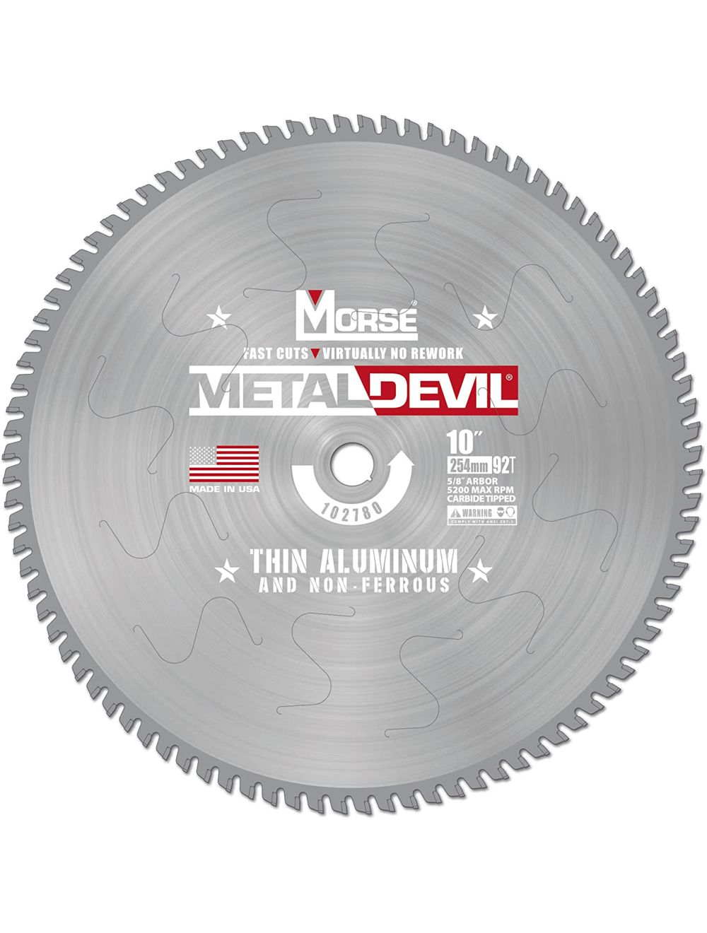 M.K. Morse 102780 10" 92 Tooth Metal Devil Aluminum Circular Saw Blade