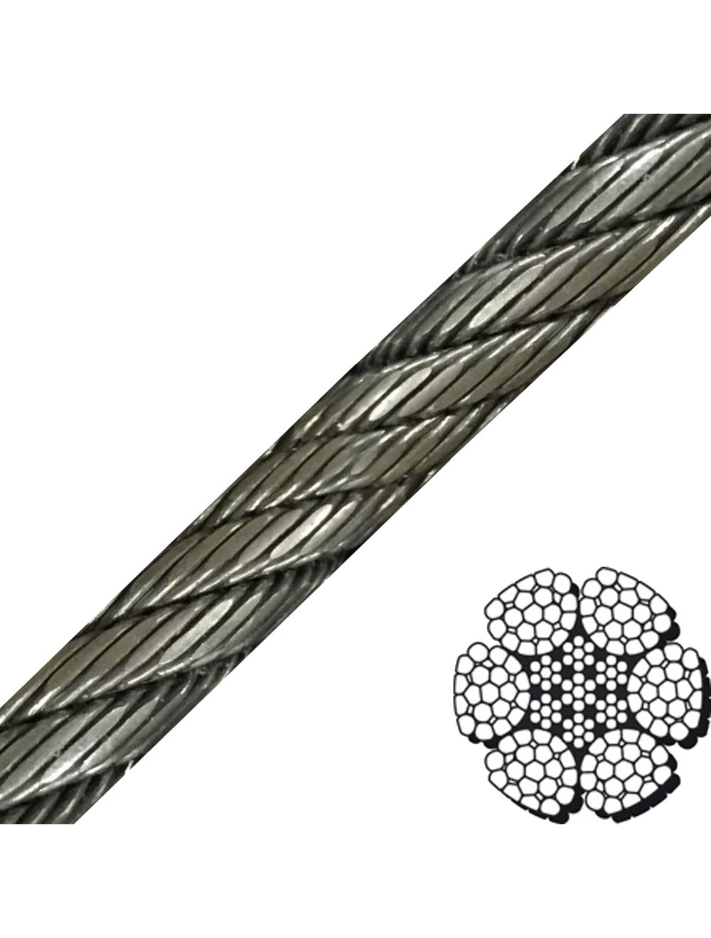 1-1/8" x 500' 6x26 Compacted & Swaged Wire Rope