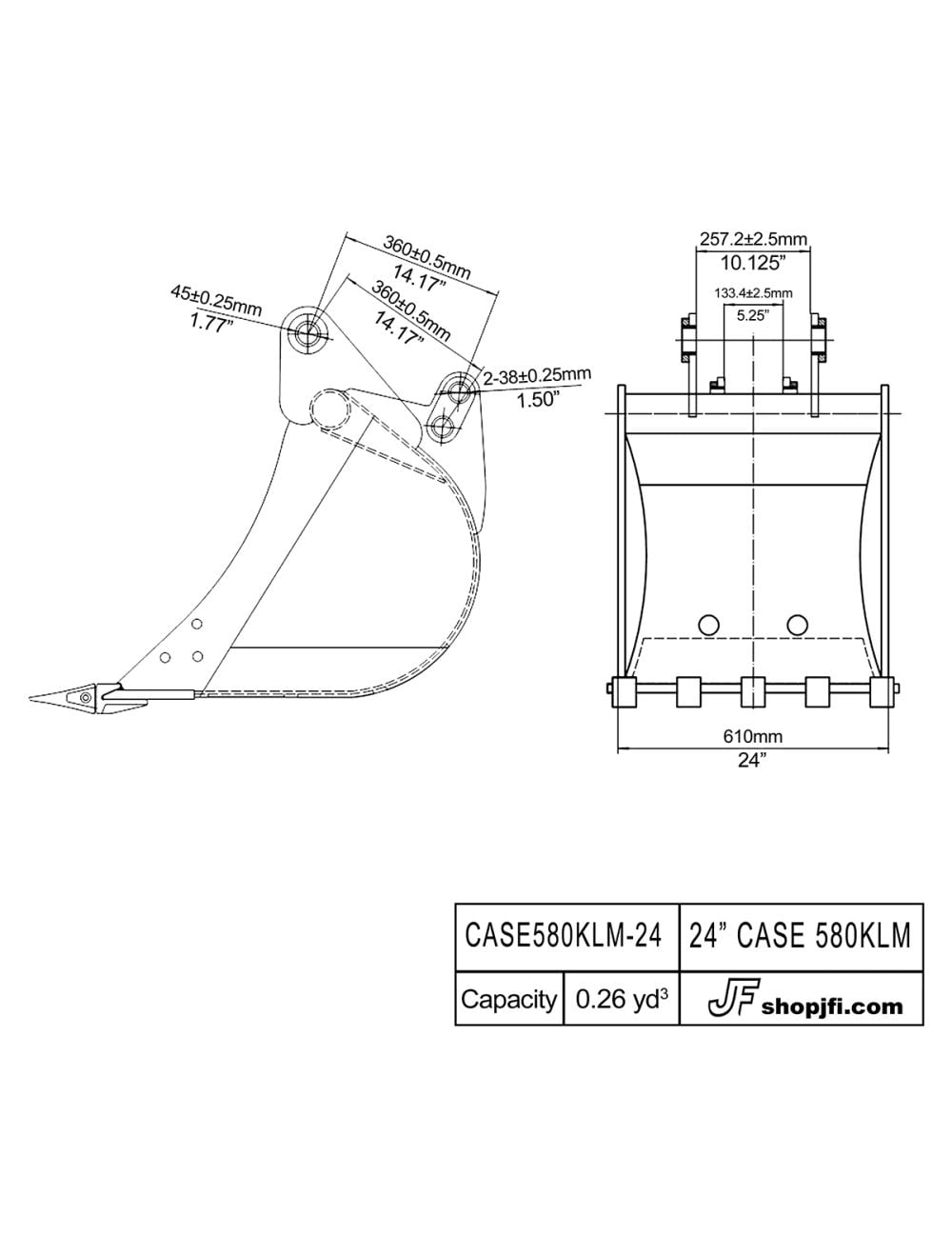 case 580 backhoe dimensions