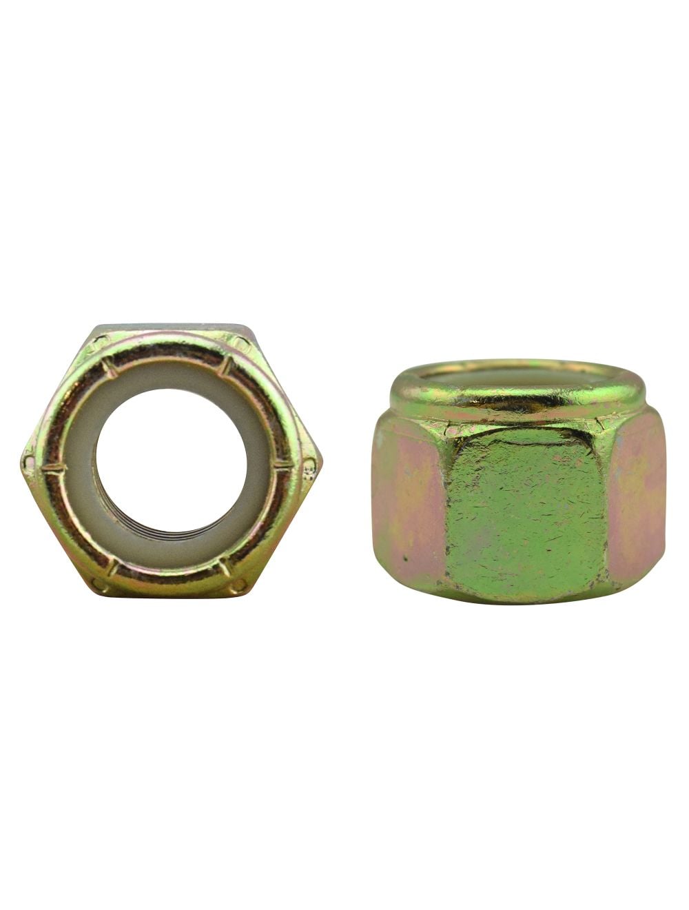 3/8-16 Nylon Insert Lock Nut Grade 8 Yellow Zinc Plated - 50 pcs per bag