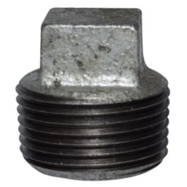 4" NPT Square Head Cored Pipe Plug 150# Galvanized Malleable Iron