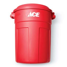Ace 71102 32 Gal. Red Plastic Garbage Can With Lid