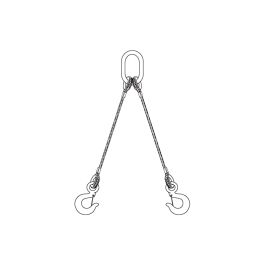 3/4" x 20' Two Leg Wire Rope Sling with Sorting Hook