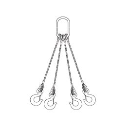 3/4" x 15' Four Leg Wire Rope Sling with Hook