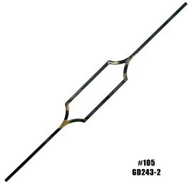 4-3/8" x 39-3/8" Curved Hexagon Baluster Wrought Iron
