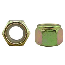 3/8-16 Nylon Insert Lock Nut Grade 8 Yellow Zinc Plated - 50 pcs per bag