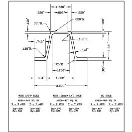 U CHANNEL POST 3# RIB 10'